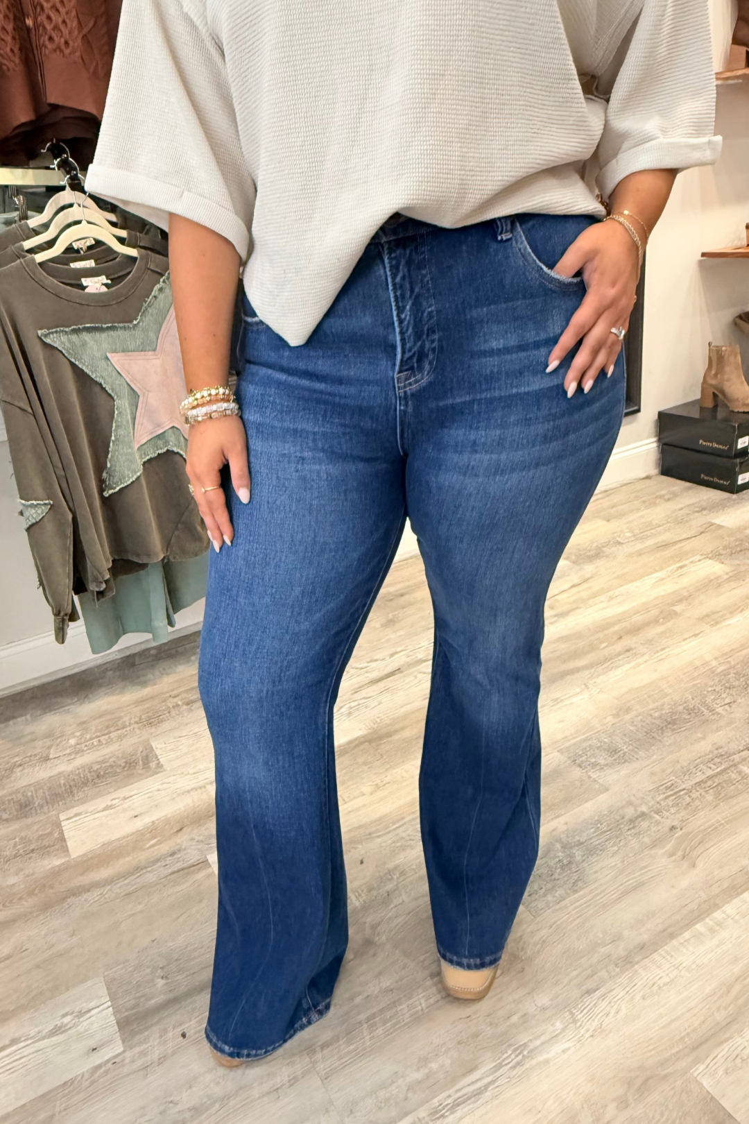 FlexSculpt Tummy Control Flare Jeans – Charmed South Clothing and Gifts